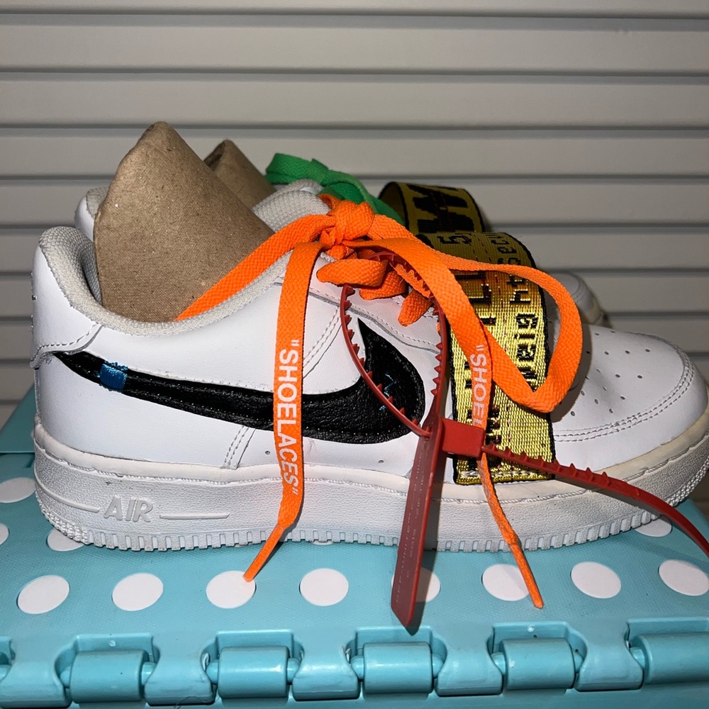 White Custom Air Force With Off White Details - Gem